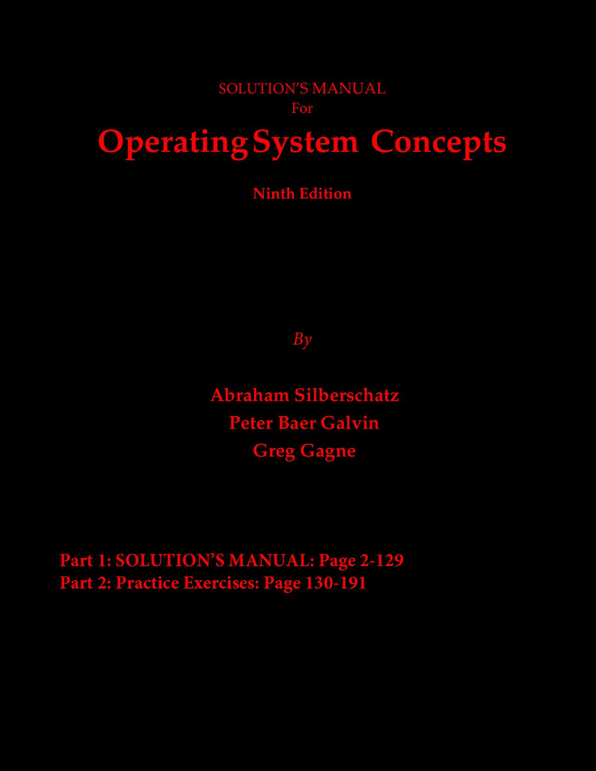 Solutions Manual For Operating System Concepts 9th Edition By Abraham Silberschatz Peter Galvin ...