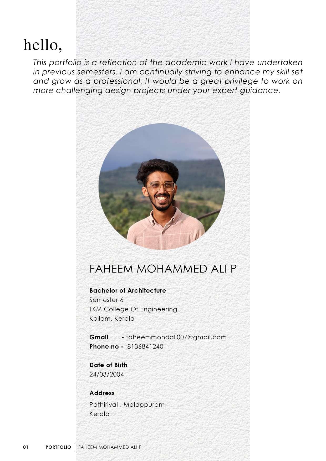 FAHEEM MOHAMMED ALI P / PORTFOLIO by FAHEEM MOHAMMED ALI P 220764 - Issuu