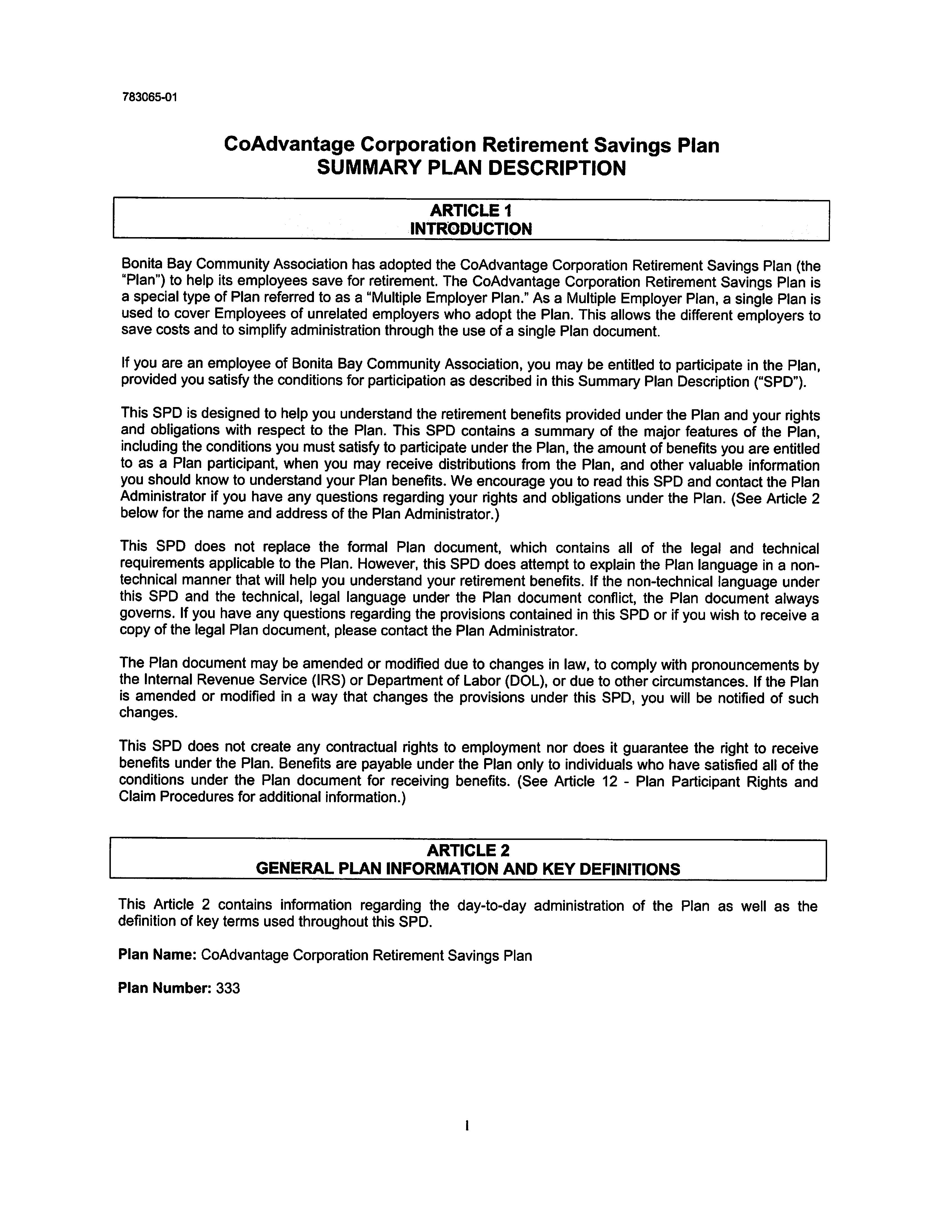BBCA Safe Harbor Plan by bonitabayresid - Issuu