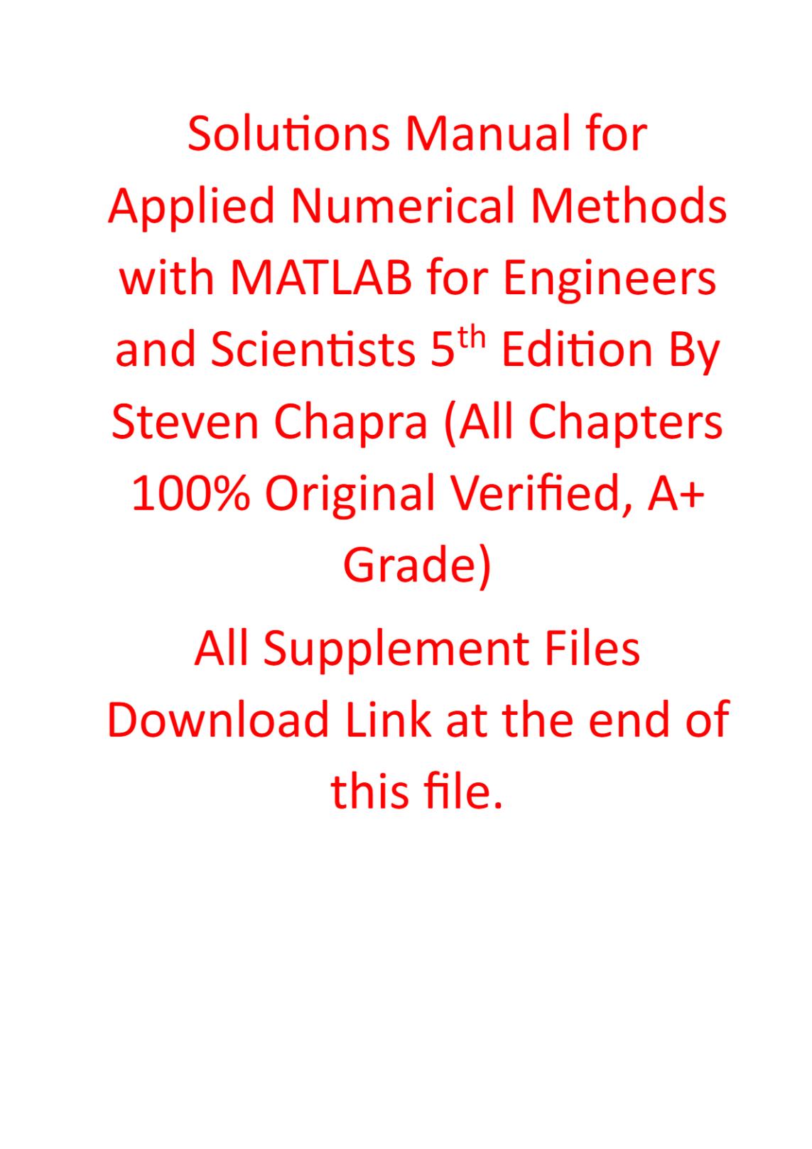 Solutions Manual For Applied Numerical Methods with MATLAB for ...