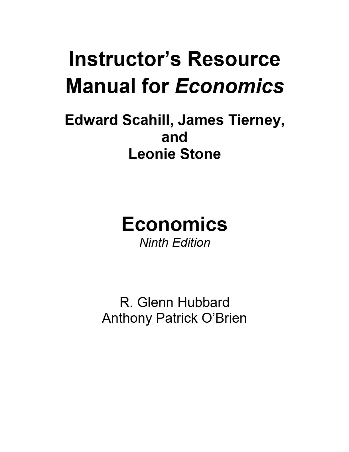 Solution Manual For Economics, 2025 9th Edition by Glenn Hubbard ...