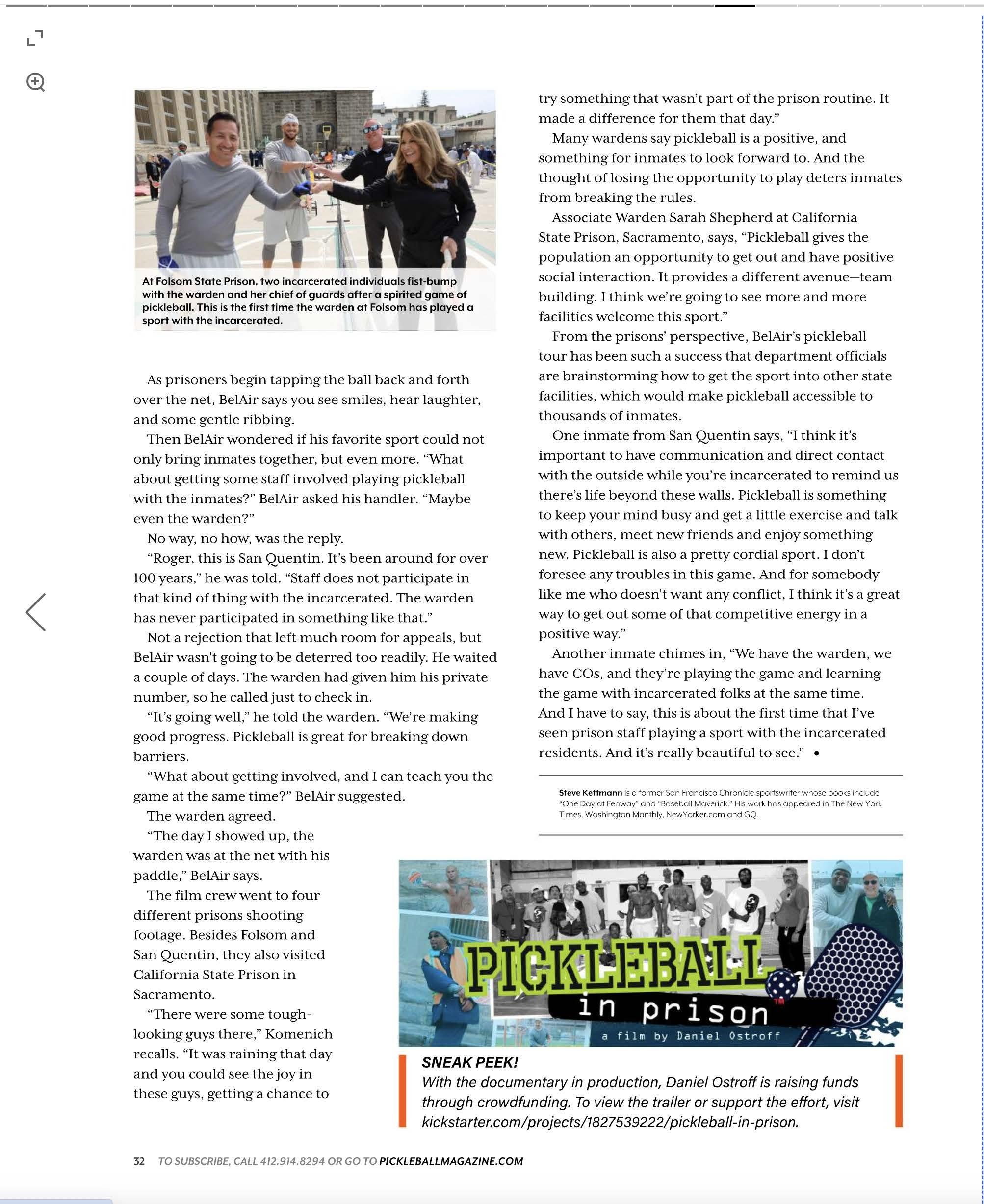 Pickleball in Prison_ Cover Story PICKLEBALL MAGAZINE JULY AUGUST ISSUE ...