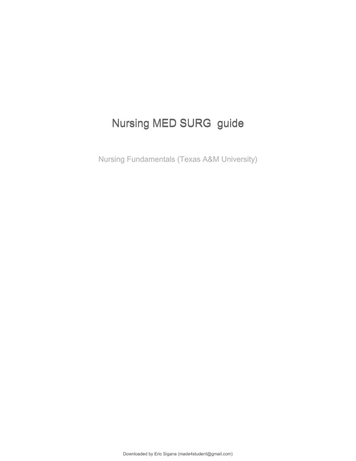 Nursing MED SURG Guide – Complete Medical-Surgical Nursing Study ...