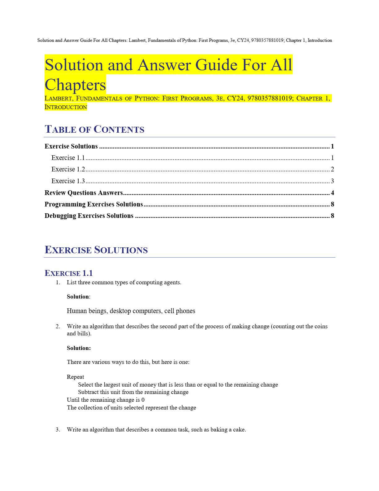 Solution & Answer Guide Fundamentals of Python. First Programs 3rd ...