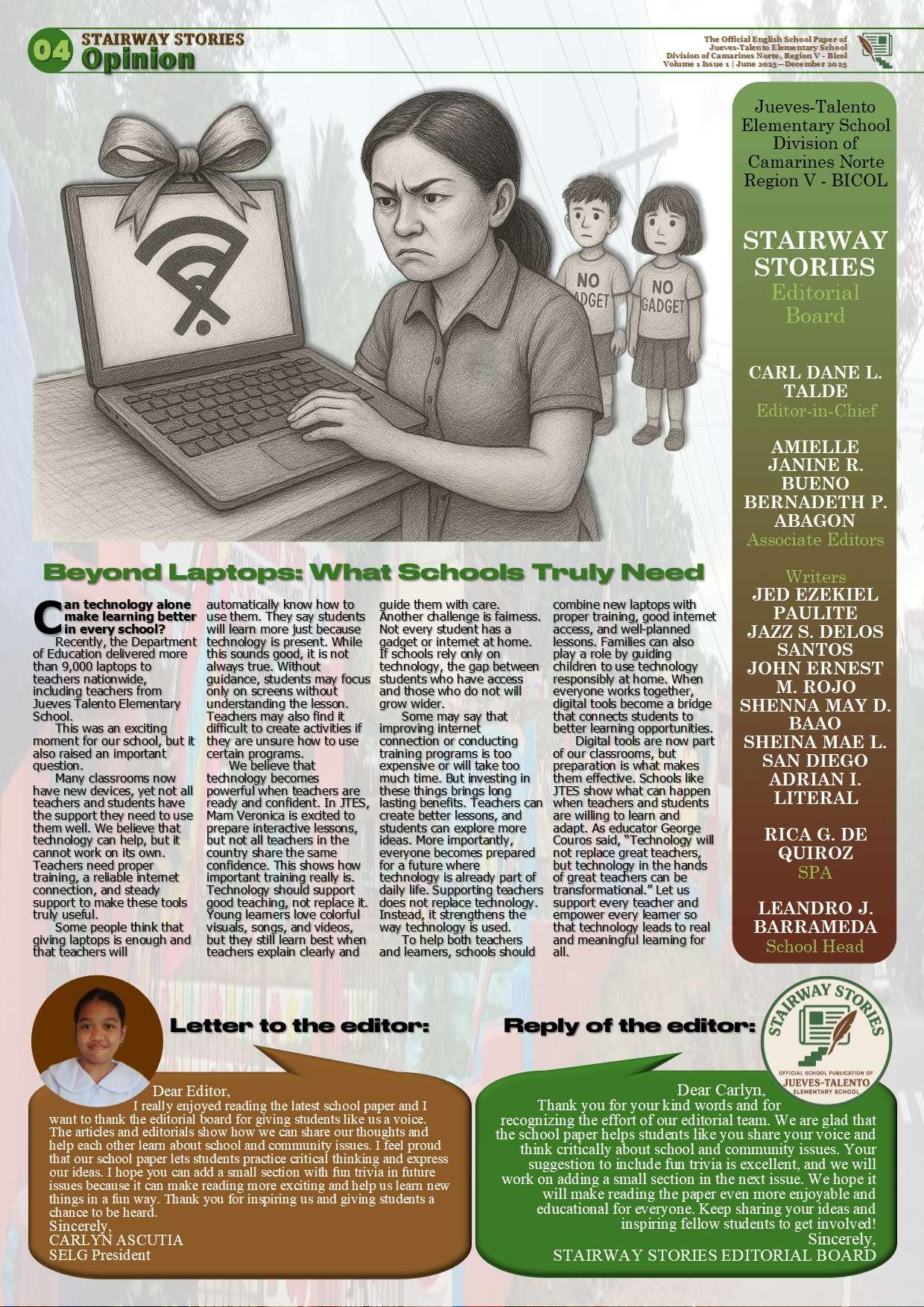 STAIRWAY STORIES - Official English School Paper Publication of Jueves ...