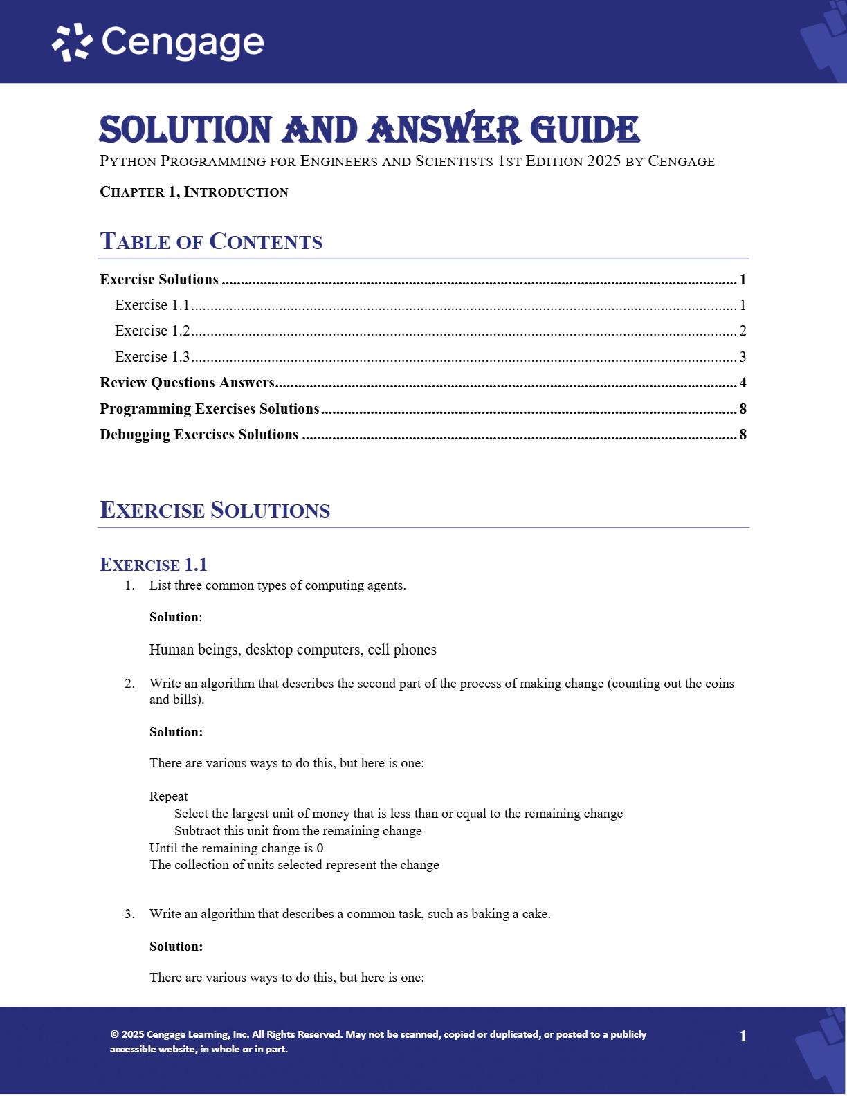 Solution Manual For Python Programming for Engineers and Scientists 1st Edition 2025 by Cengage ...