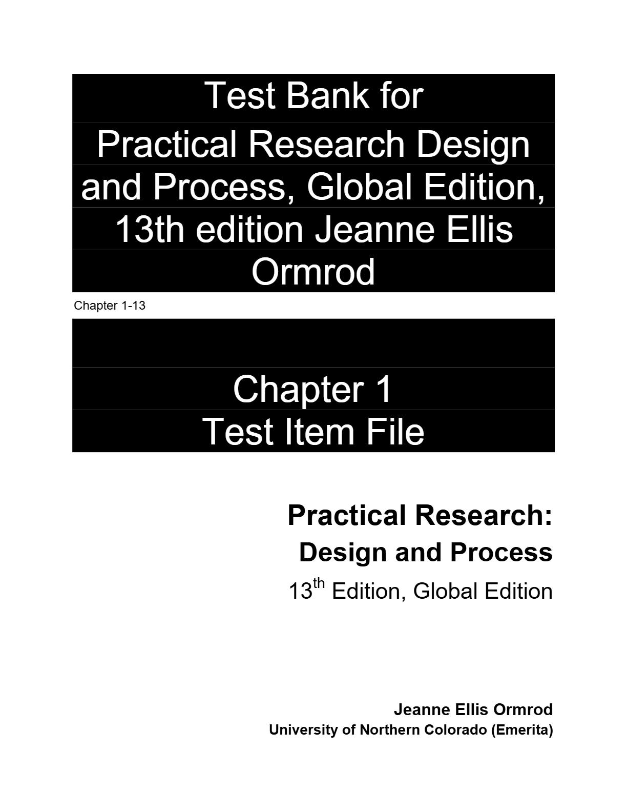 Test Bank for Practical Research Design and Process, Global Edition ...