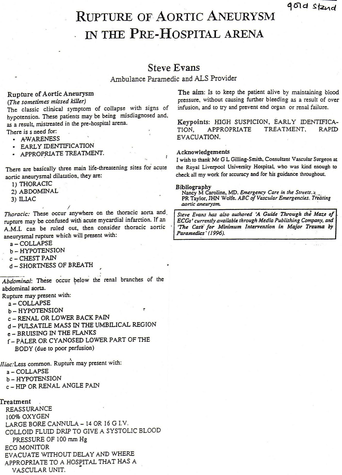 Aortic Aneurysms in the Pre- Hospital Arena 2026 by steevansmbe - Issuu